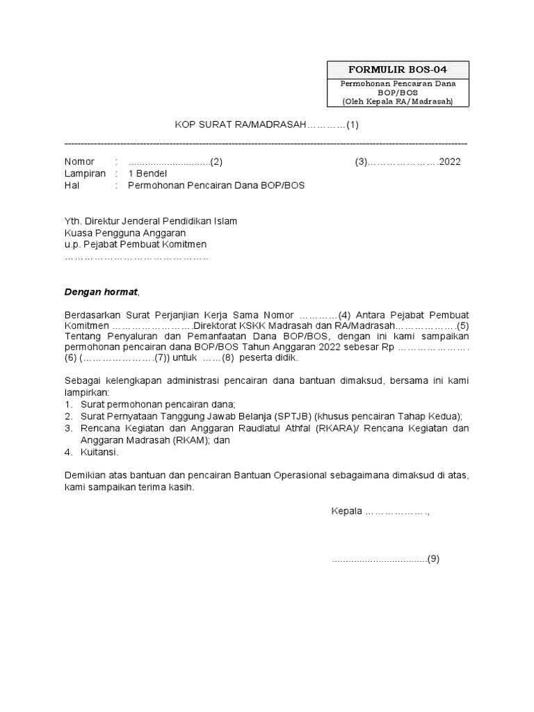 Detail Contoh Surat Permohonan Pencairan Dana Bos Koleksi Nomer 2 Detail Contoh Surat Permohonan Pencairan Dana Bos Koleksi Nomer 2