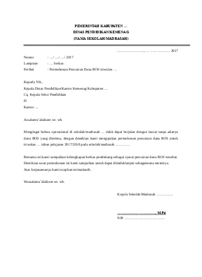 Detail Contoh Surat Permohonan Pencairan Dana Bos Koleksi Nomer 3 Detail Contoh Surat Permohonan Pencairan Dana Bos Koleksi Nomer 3