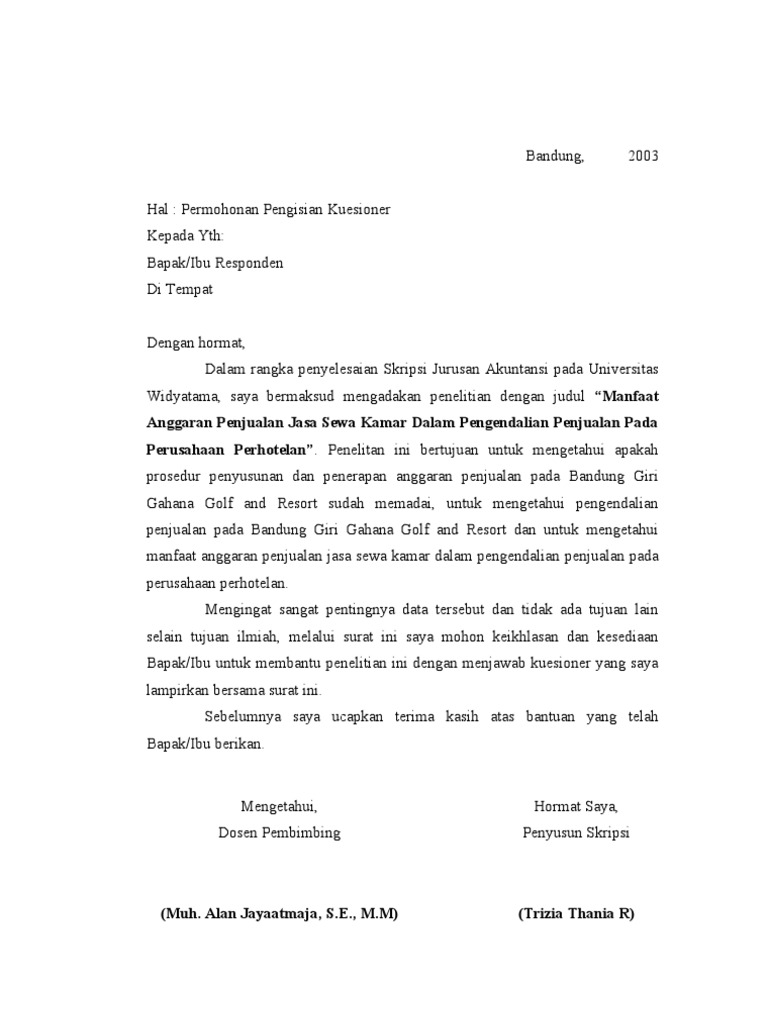 Contoh Surat Permohonan Pengisian Kuesioner - 35+ Koleksi Gambar Contoh Surat Permohonan Pengisian Kuesioner - 35+ Koleksi Gambar