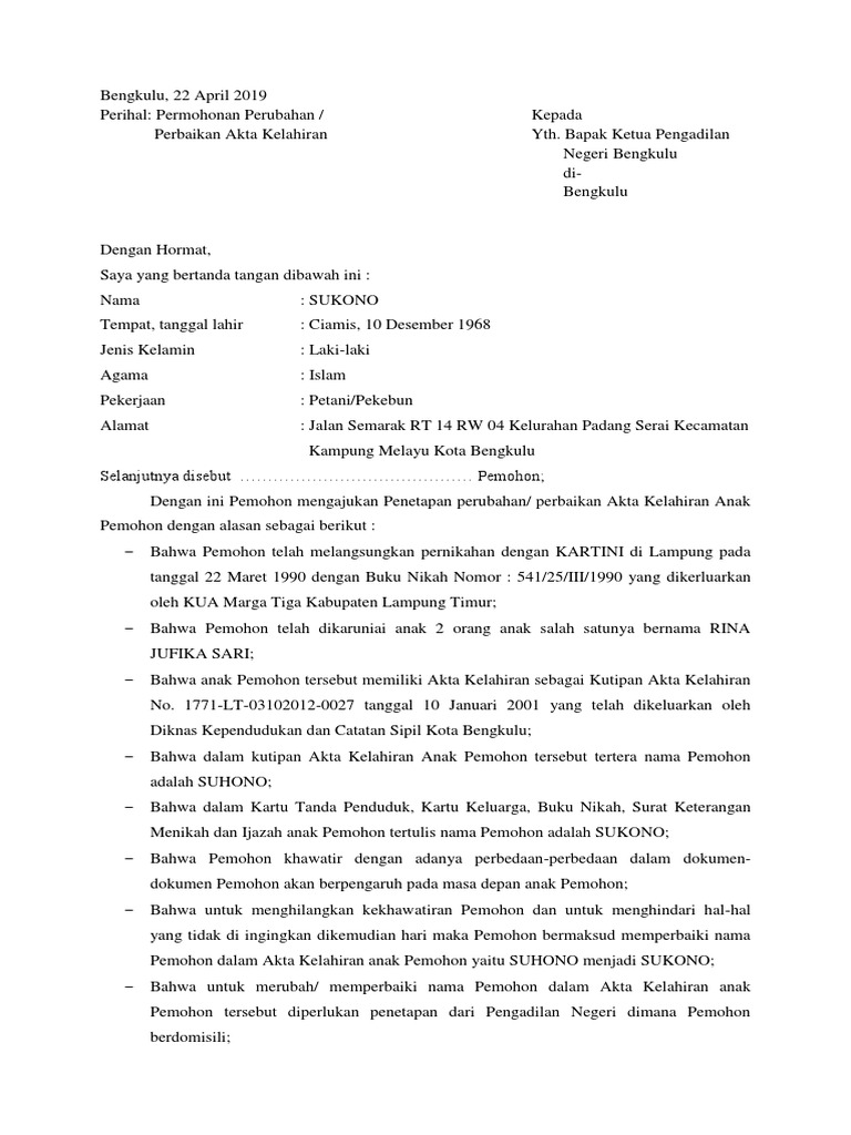 Detail Contoh Surat Permohonan Perbaikan Akta Kelahiran Koleksi Nomer 6 Detail Contoh Surat Permohonan Perbaikan Akta Kelahiran Koleksi Nomer 6