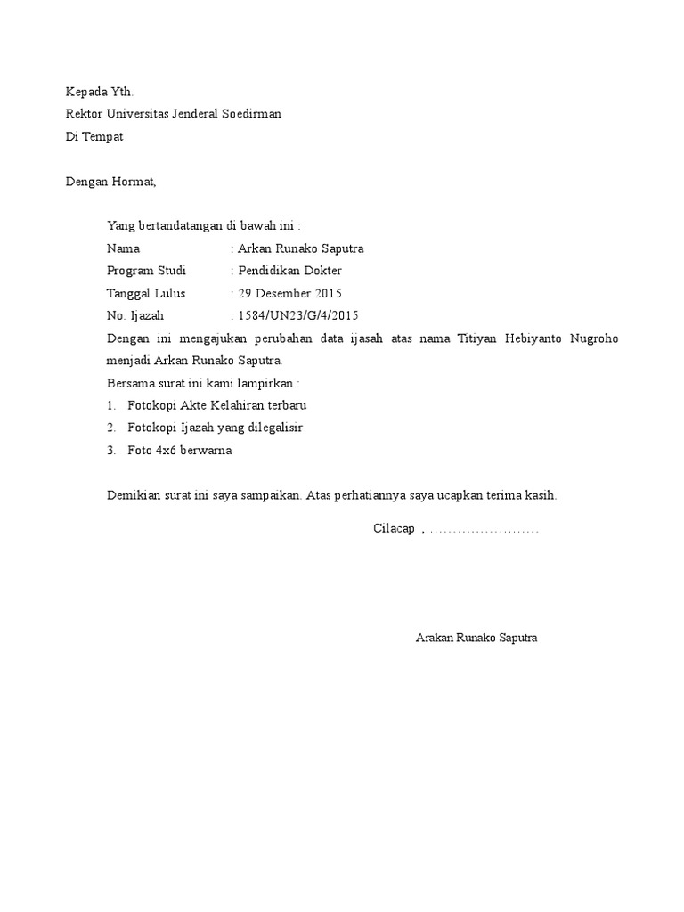 Detail Contoh Surat Permohonan Perubahan Nama Ijazah Koleksi Nomer 1 Detail Contoh Surat Permohonan Perubahan Nama Ijazah Koleksi Nomer 1