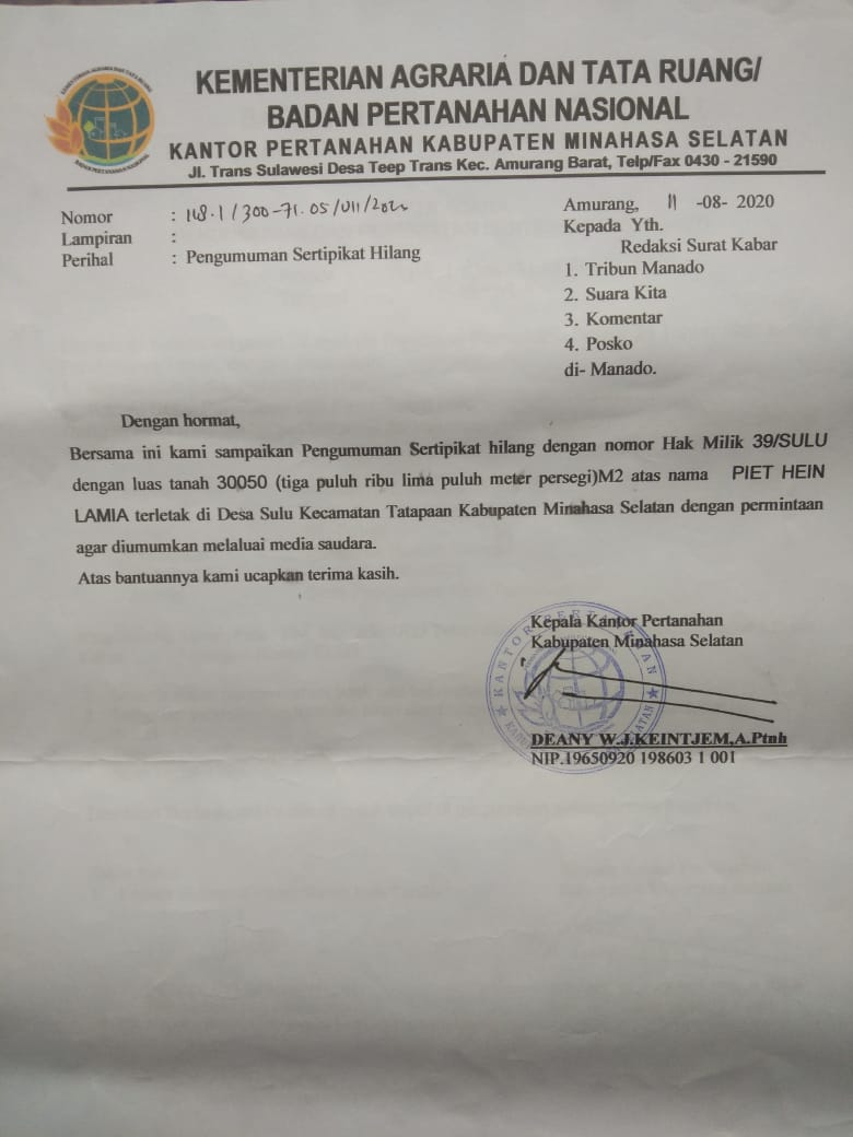 Detail Contoh Surat Pernyataan Kehilangan Sertifikat Koleksi Nomer 25 Detail Contoh Surat Pernyataan Kehilangan Sertifikat Koleksi Nomer 25