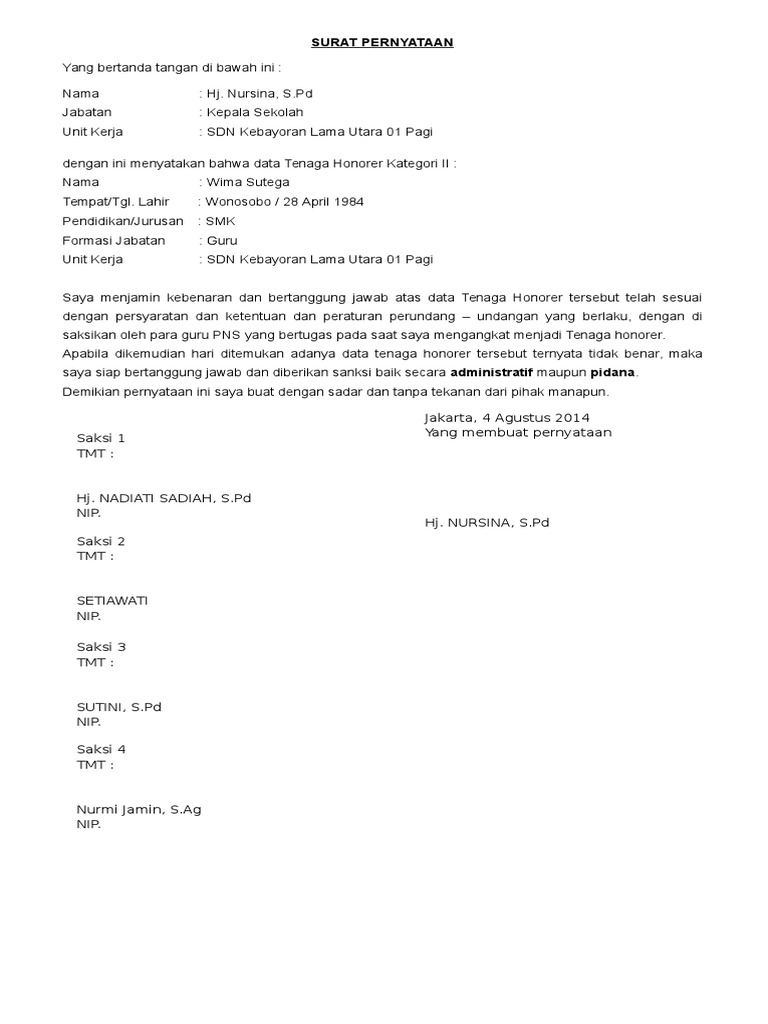 Contoh Surat Pernyataan Saksi - 54+ Koleksi Gambar Contoh Surat Pernyataan Saksi - 54+ Koleksi Gambar