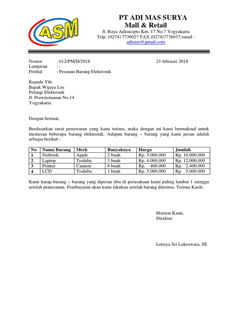 Detail Contoh Surat Pre Order Barang Koleksi Nomer 32 Detail Contoh Surat Pre Order Barang Koleksi Nomer 32
