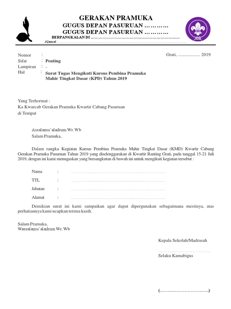 Detail Contoh Surat Tugas Pembina Pramuka Koleksi Nomer 6 Detail Contoh Surat Tugas Pembina Pramuka Koleksi Nomer 6
