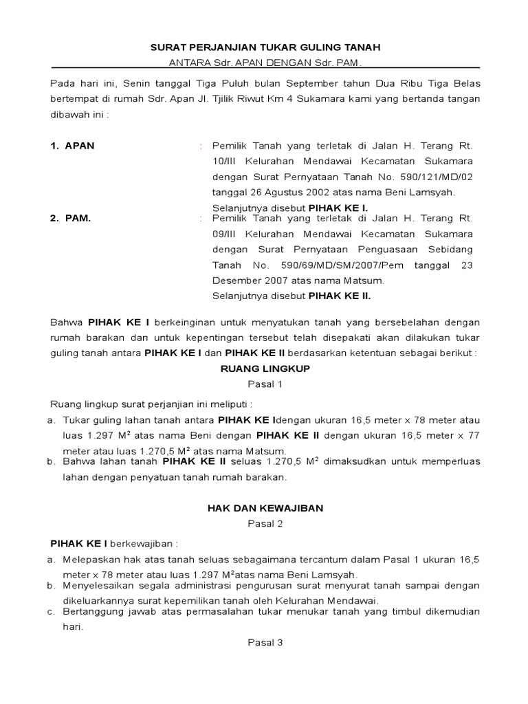Detail Contoh Surat Tukar Guling Tanah Koleksi Nomer 2 Detail Contoh Surat Tukar Guling Tanah Koleksi Nomer 2