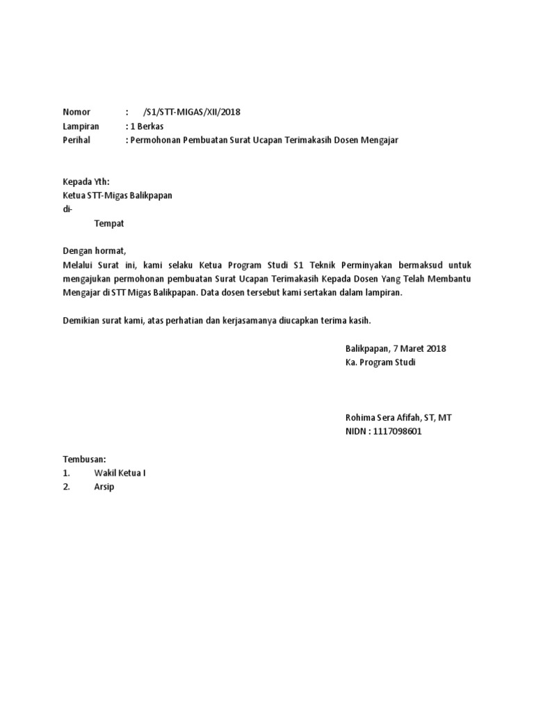 Detail Contoh Surat Ucapan Terima Kasih Koleksi Nomer 35