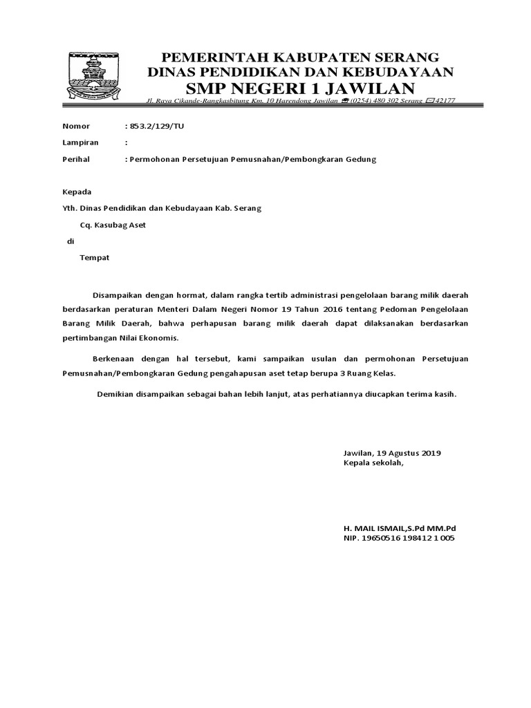 Detail Contoh Surat Usulan Penghapusan Barang Milik Daerah Koleksi Nomer 5 Detail Contoh Surat Usulan Penghapusan Barang Milik Daerah Koleksi Nomer 5