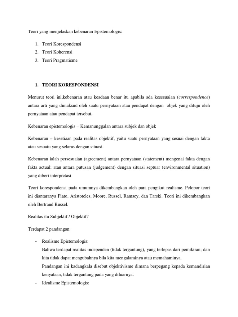 Detail Contoh Teori Korespondensi Koleksi Nomer 27