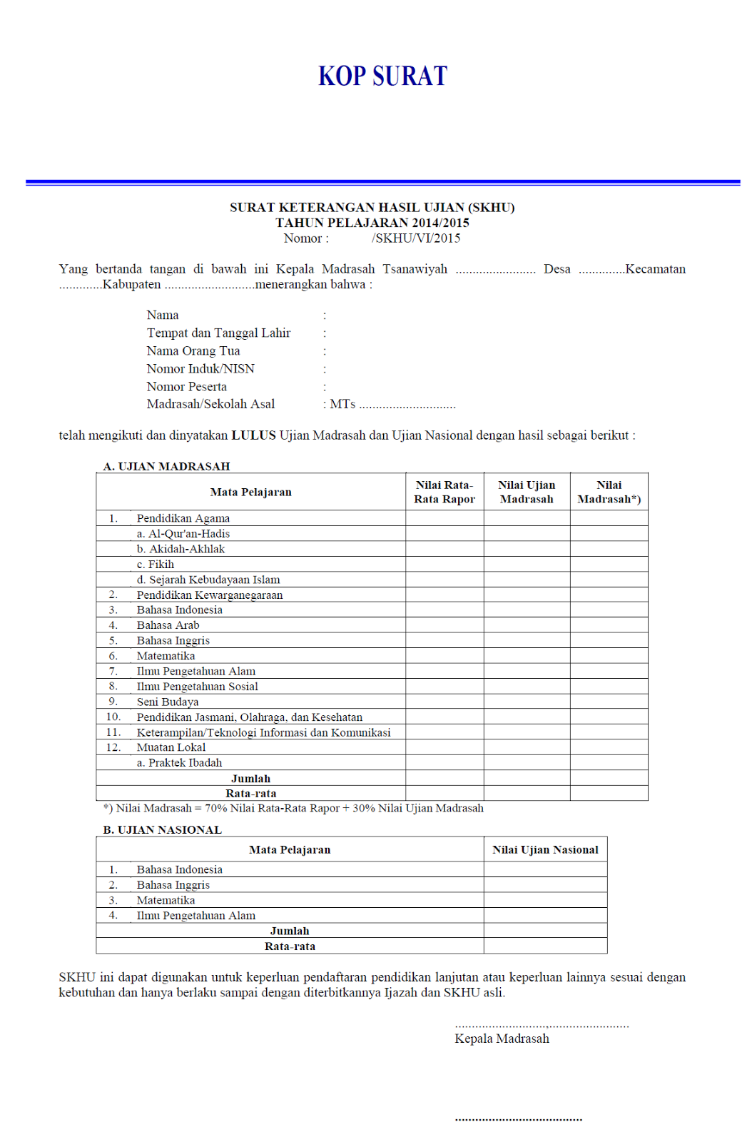 Detail Contoh Transkrip Nilai Sma 2019 Koleksi Nomer 44