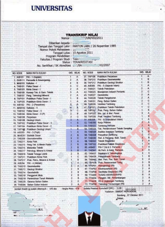 Detail Contoh Transkrip Nilai Smk Koleksi Nomer 46