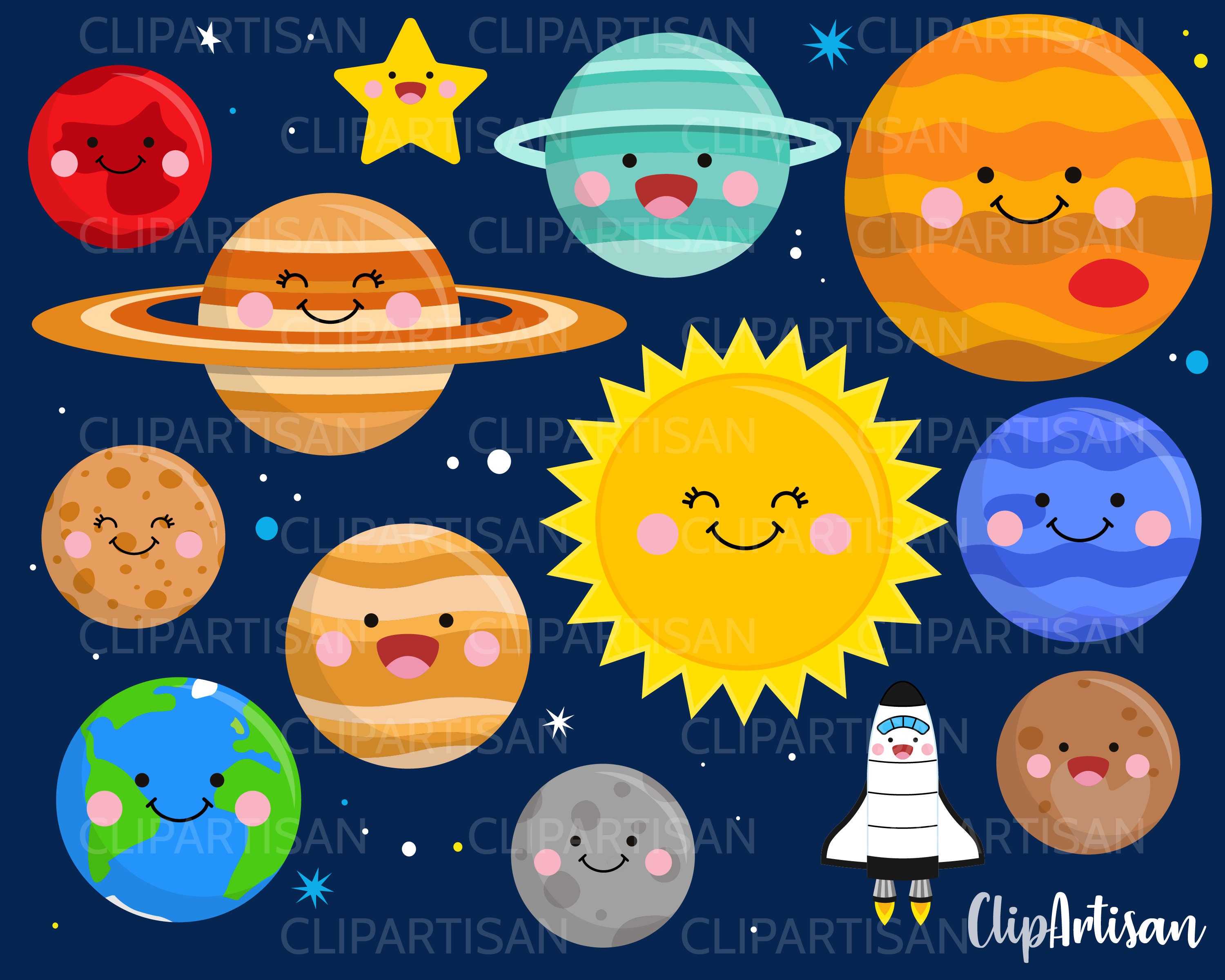 Cute Solar System Clipart 56 Koleksi Gambar