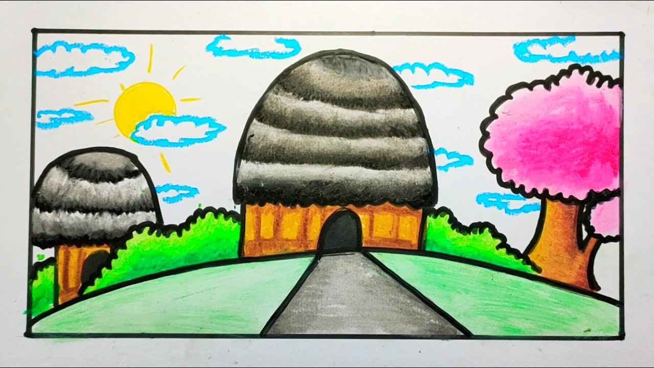 Detail Cara Menggambar Rumah Adat Honai Papua Youtube