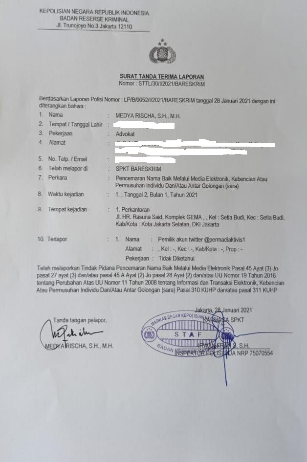 Detail Gambar Surat Laporan Ke Kepolisian Pencemaran Nama Baik Koleksi