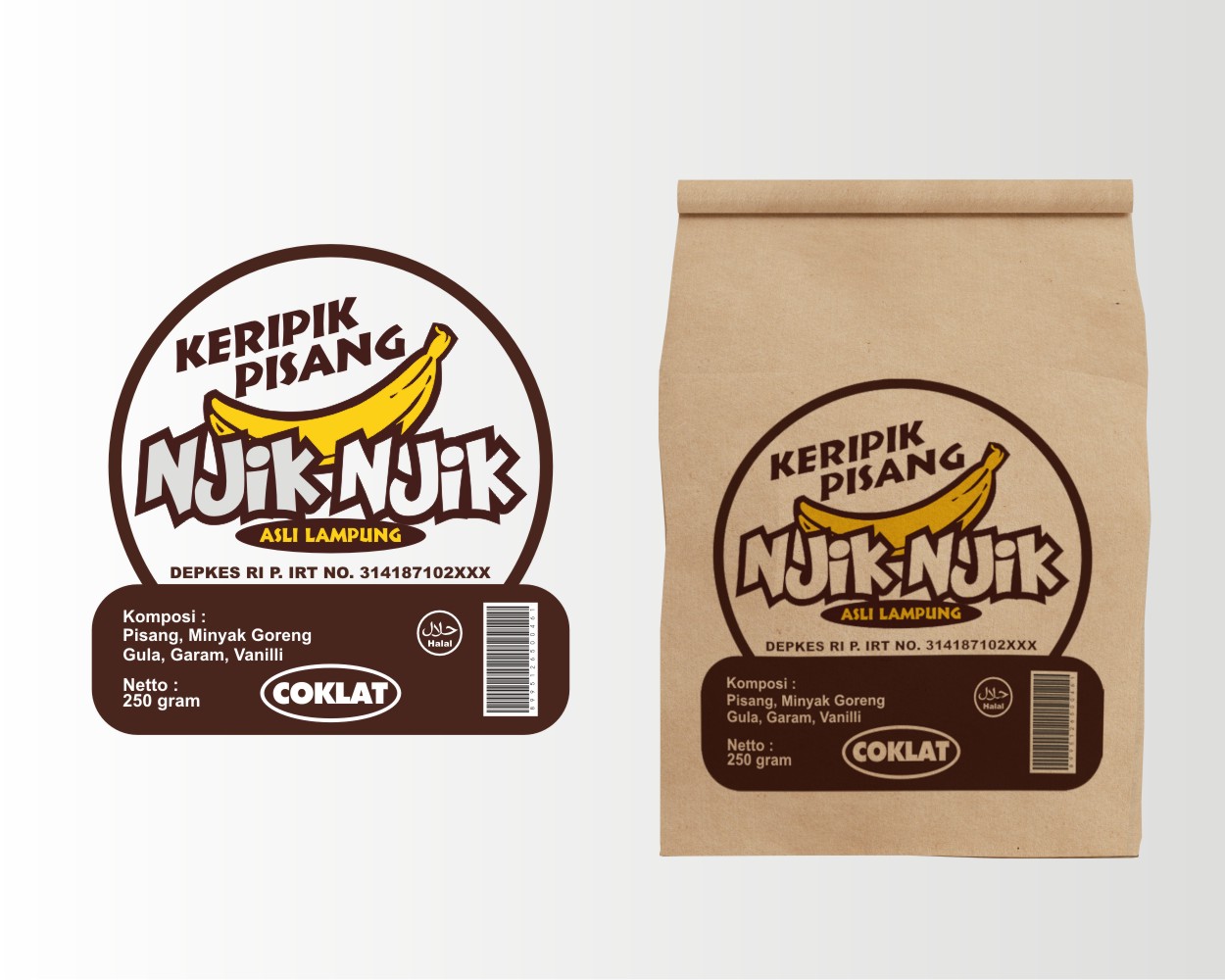 Detail Desain Kemasan Keripik Pisang Koleksi Nomer 29