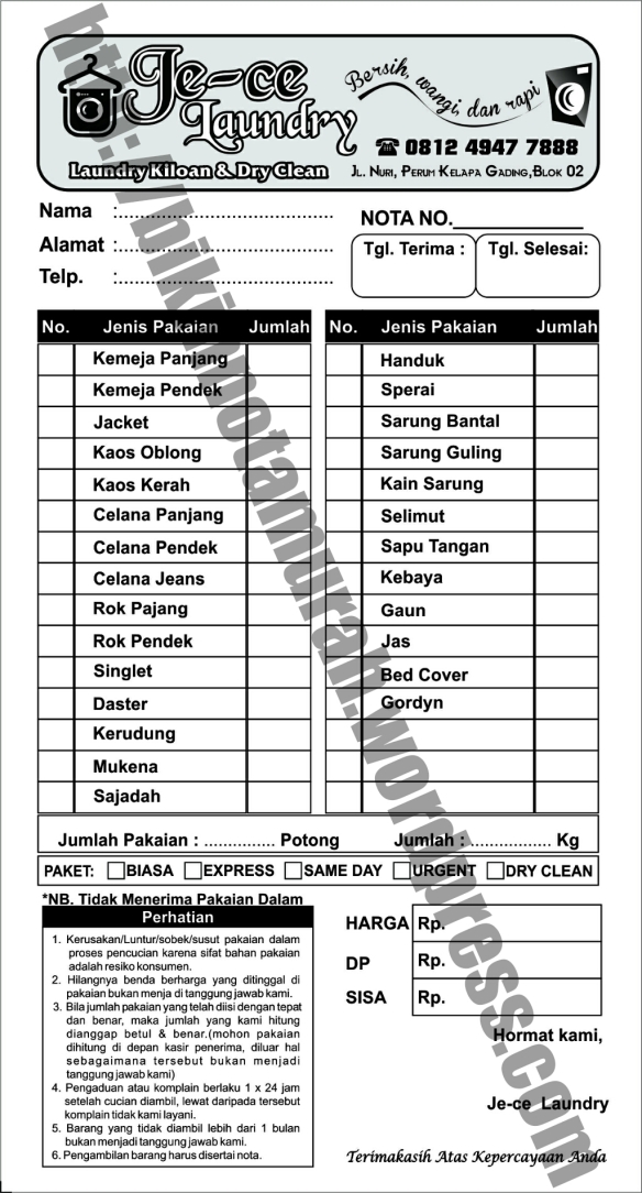 Desain Nota Laundry - 55+ Koleksi Gambar