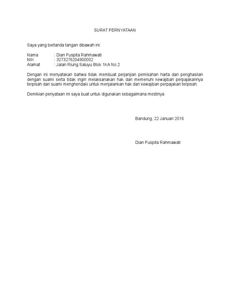 Contoh Surat Perjanjian Pemisahan Penghasilan Dan Harta - 40+ Koleksi ... Contoh Surat Perjanjian Pemisahan Penghasilan Dan Harta - 40+ Koleksi ...