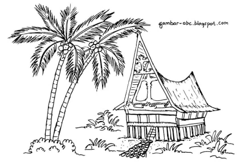 Mewarnai Gambar Rumah Adat Minangkabau 55 Koleksi Gambar
