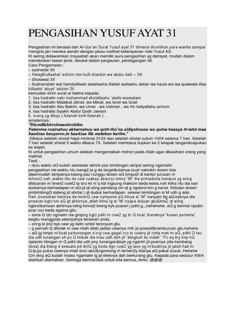 Detail Doa Pengasihan Surat Yusuf Ayat 31 Koleksi Nomer 33 Detail Doa Pengasihan Surat Yusuf Ayat 31 Koleksi Nomer 33