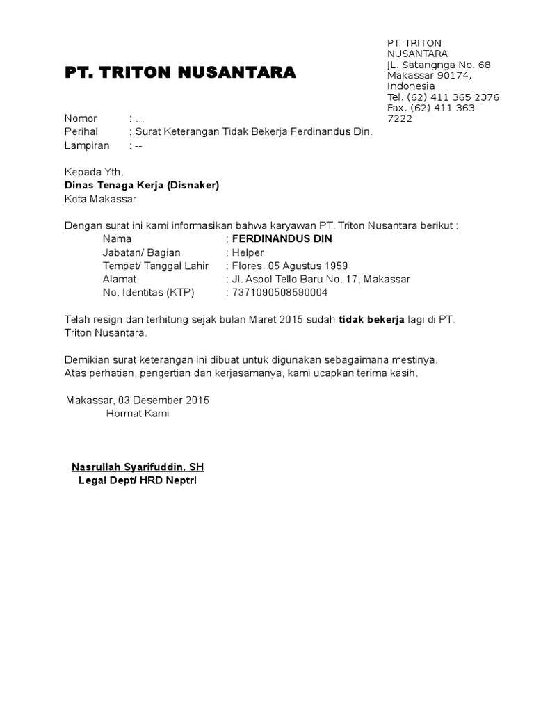 Detail Surat Keterangan Berhenti Bekerja Koleksi Nomer 9 Detail Surat Keterangan Berhenti Bekerja Koleksi Nomer 9