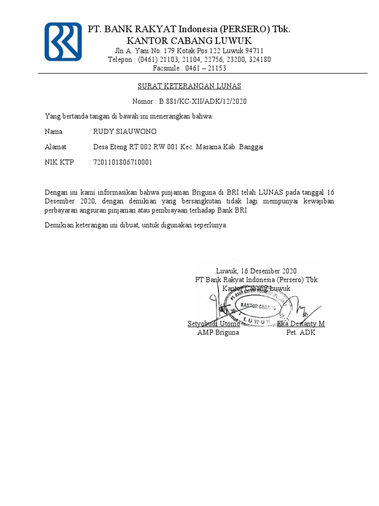 Detail Surat Keterangan Lunas Bank Koleksi Nomer 10 Detail Surat Keterangan Lunas Bank Koleksi Nomer 10