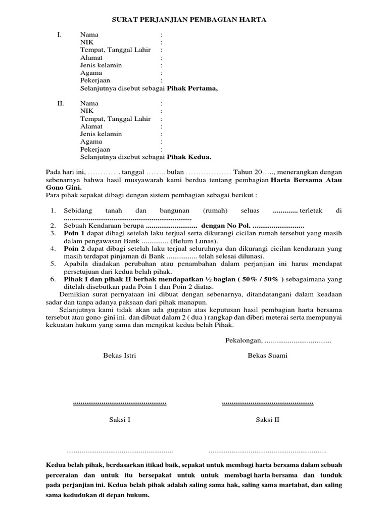 Surat Perjanjian Harta Gono Gini - 45+ Koleksi Gambar Surat Perjanjian Harta Gono Gini - 45+ Koleksi Gambar