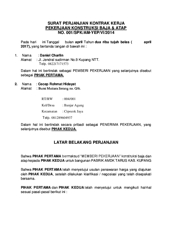 Detail Surat Perjanjian Kontrak Kerja Proyek Koleksi Nomer 22 Detail Surat Perjanjian Kontrak Kerja Proyek Koleksi Nomer 22