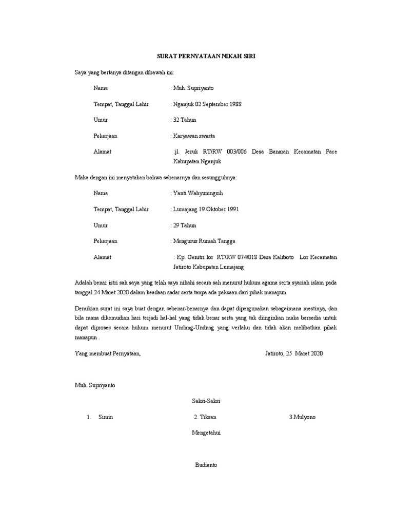 Detail Surat Perjanjian Nikah Siri Koleksi Nomer 14 Detail Surat Perjanjian Nikah Siri Koleksi Nomer 14
